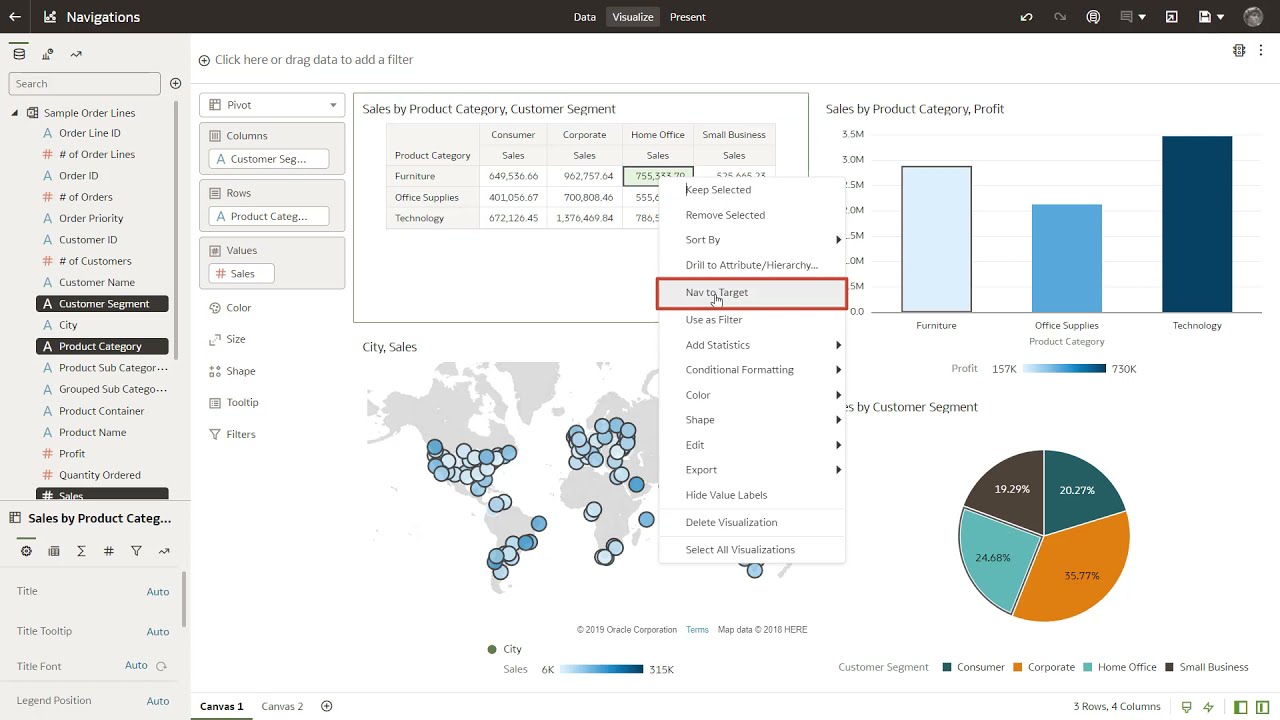 Configure Data Action Navigations in Oracle Analytics - YouTube
