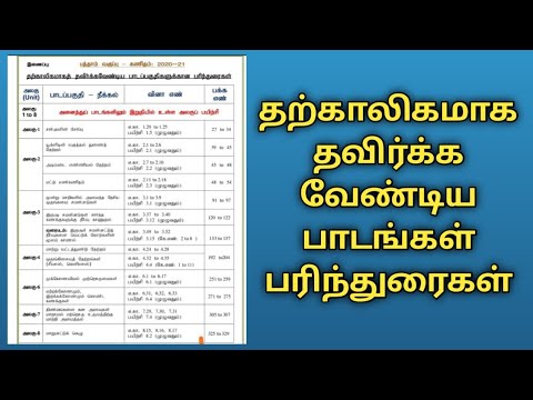 New Syllabus 2020-21 | தற்காலிகமாக தவிர்க்கவேண்டிய பாட புத்தகங்களுக்கான ...