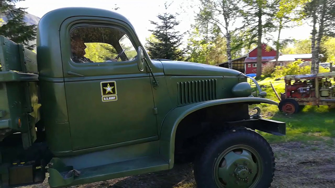 GMC army truck on the move. 302 straight six - YouTube