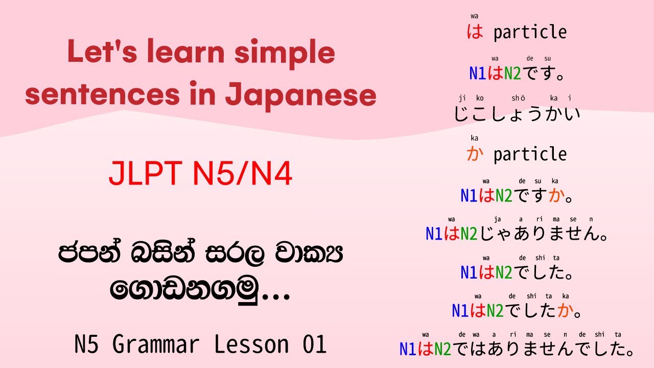 【N5 Grammar Lesson 1】N1はN2です | Minna no Nihongo Lesson 1 in Sinhala ...