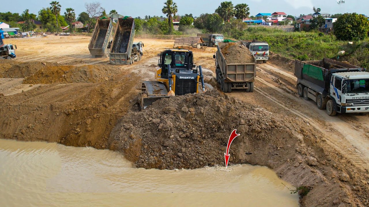 Amazing Dozer DH17C3 Skill Construction Over The Water Using For Fill ...