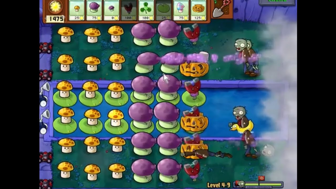 Plants Vs Zombies Level 4-6 to 4-10 Adventure - YouTube