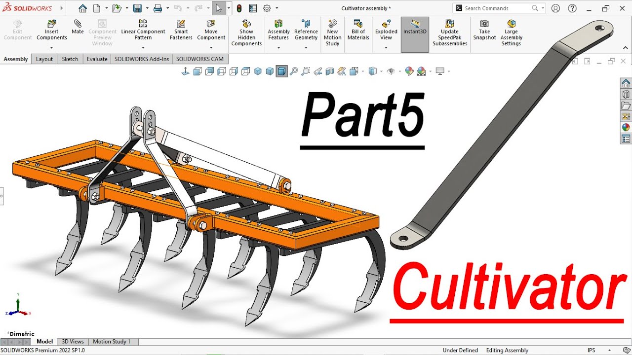 Design of Cultivator in Solidworks Part5 | Solidworks tutorial - YouTube