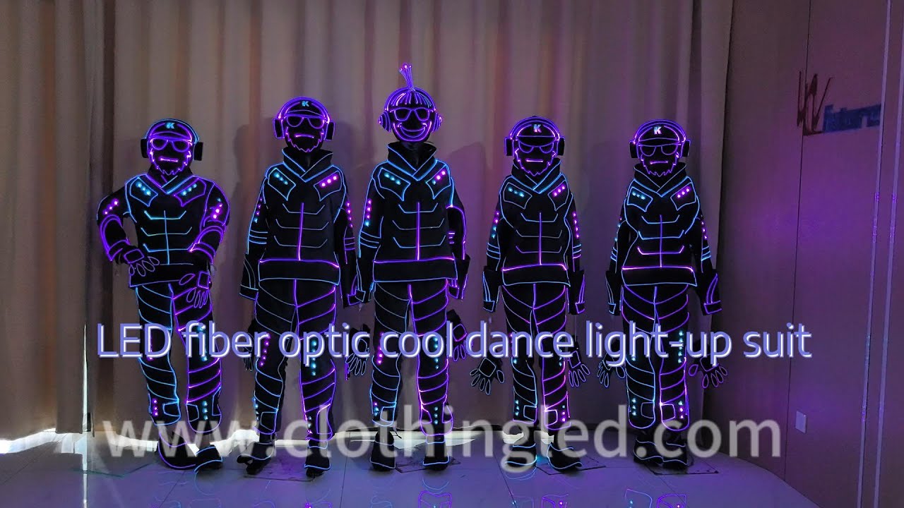 LED fiber optic cool dance light-up suit - YouTube