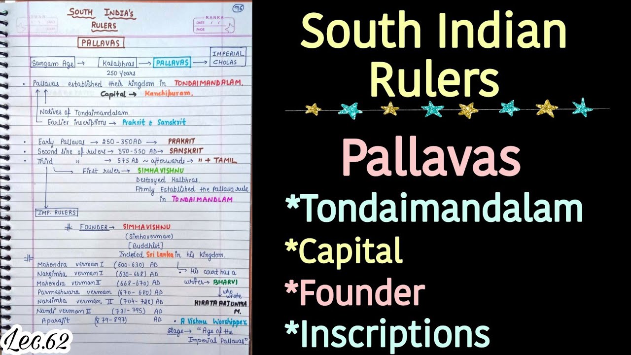 The Pallavas---South Indian Rulers|| Ancient History || Handwritten ...