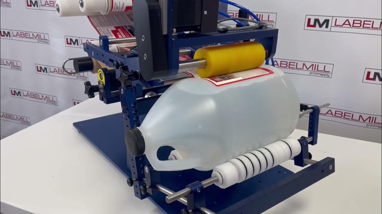 LabelMill LM1012 Semi-Auto Label Applicator w/ Gallon Round Module for Filled Bottles & Jugs ...
