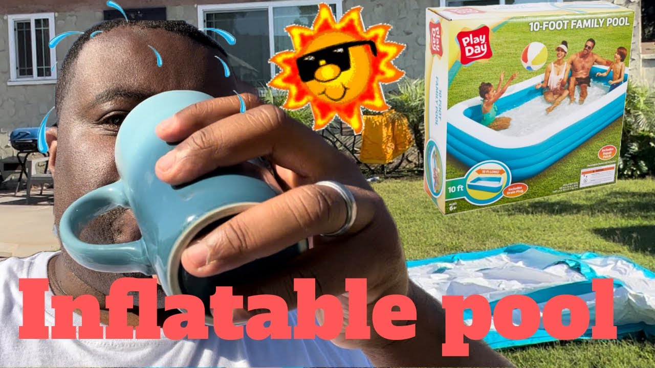 Family inflatable swimming pool - YouTube