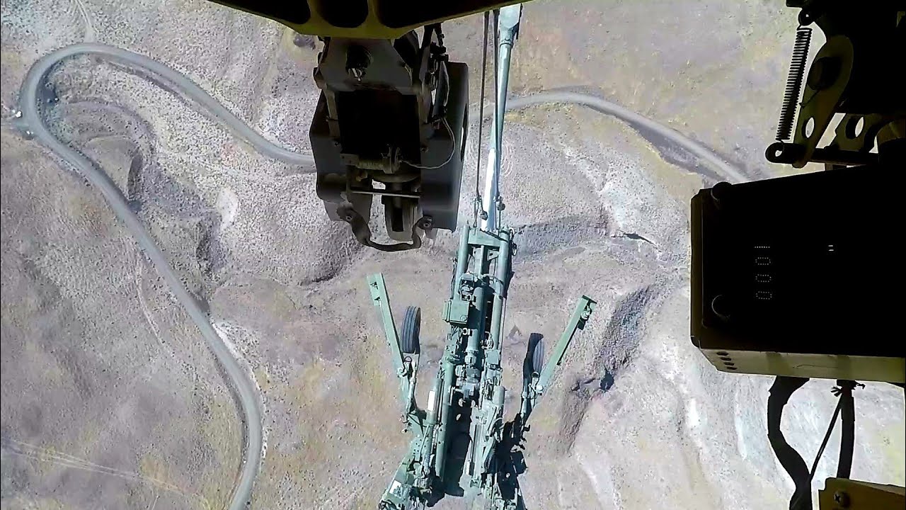 CH-47 Chinook Helicopters Sling Load Operations of M777 155mm Howitzers ...