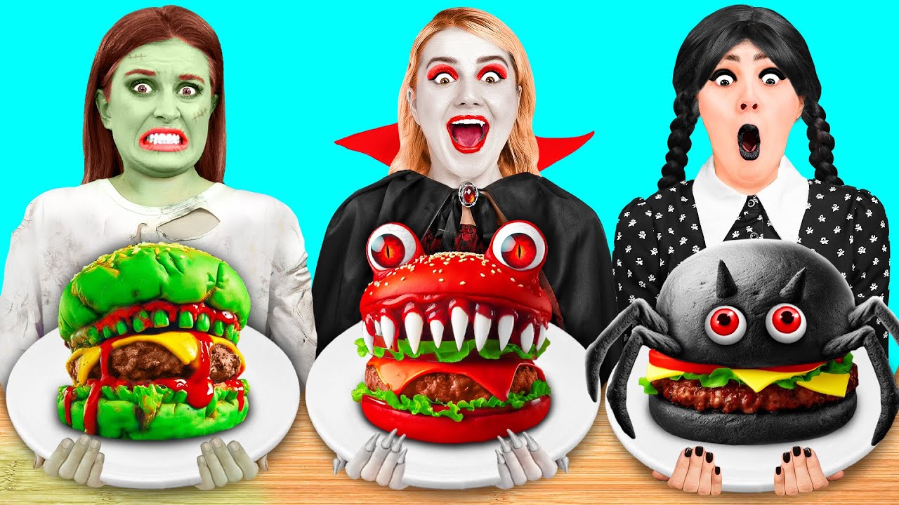Wednesday vs Vampire vs Zombie Cooking Challenge | Food Battle by Fun ...