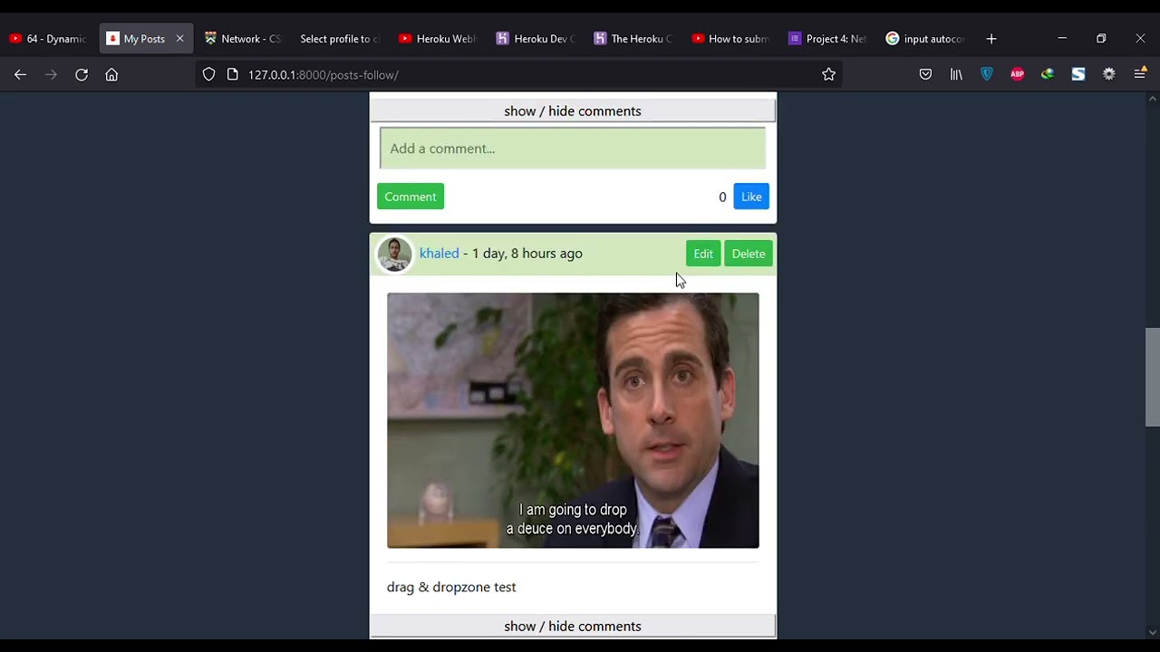 Social Network Django Javascript — Cs50w Project4 Youtube 6318