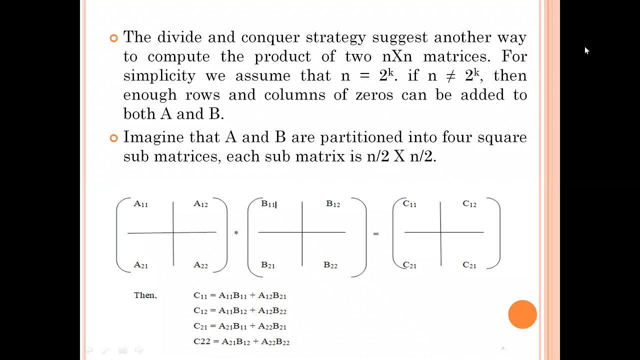 Divide And Conquer Strassens Matrix Multiplication - YouTube