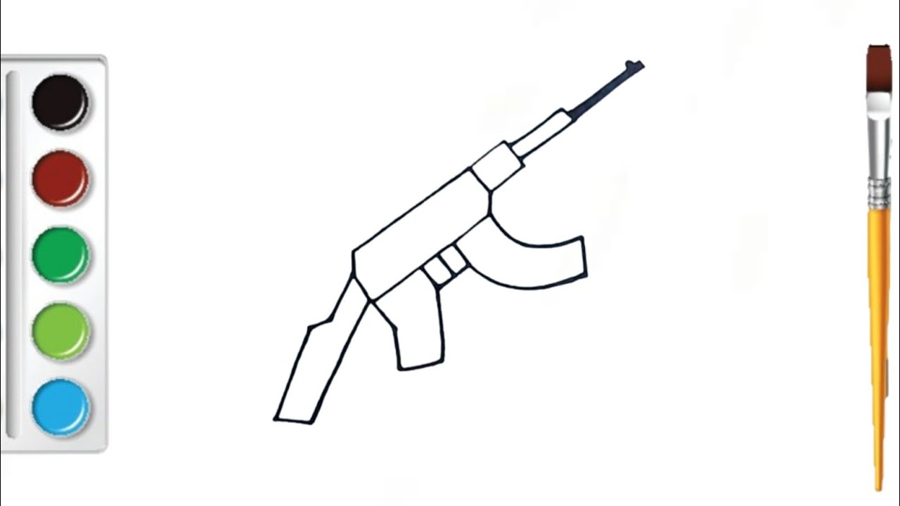 Gun Drawing painting and colouring for kids and Toddlers - YouTube