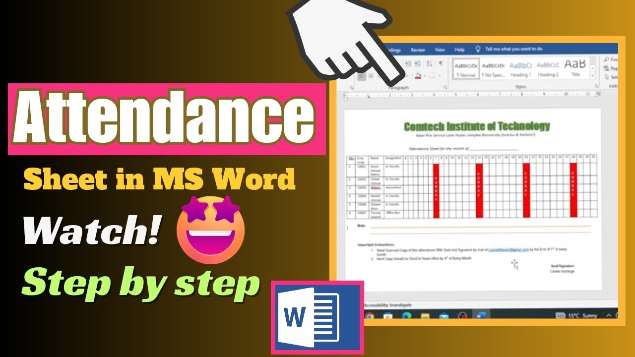 How to Create an Attendance Sheet in Word-MS Word Mai attendance kaise ...