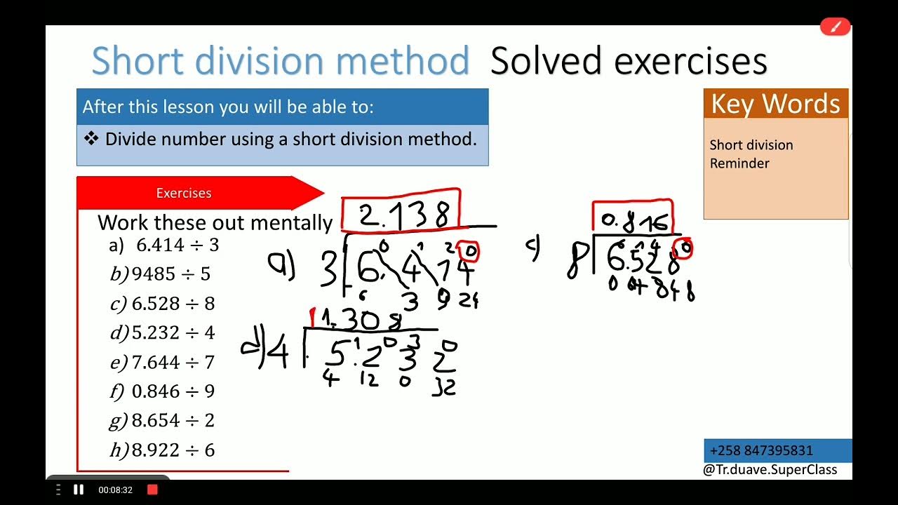 Short division method solved exercises - YouTube