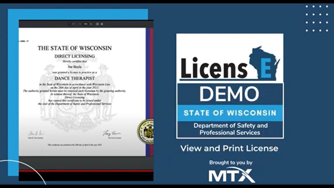 WI DSPS Demo Print License - YouTube