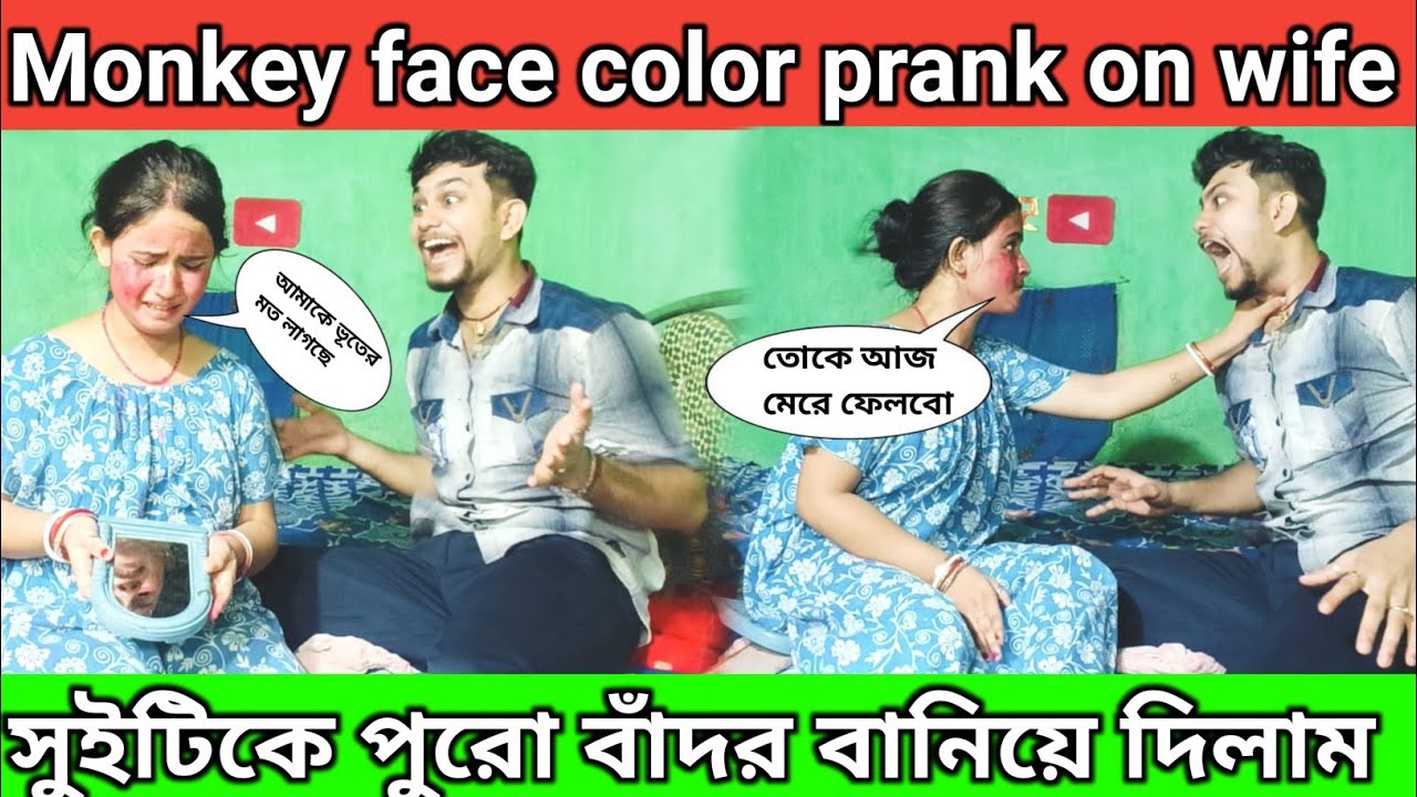 Monkey face color prank on wife | মুখে বাঁদর রং লাগিয়ে দিলাম | সুইটিকে ...