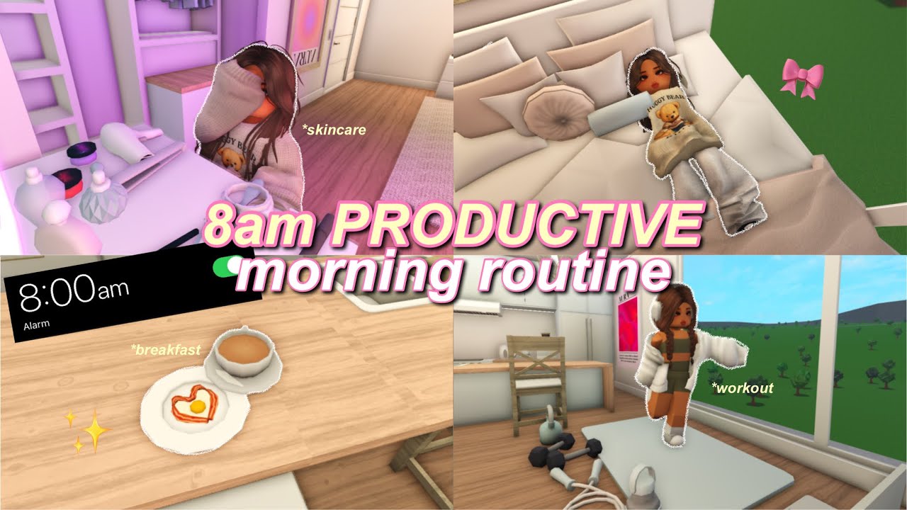 8am PRODUCTIVE morning routine | roblox bloxburg - YouTube