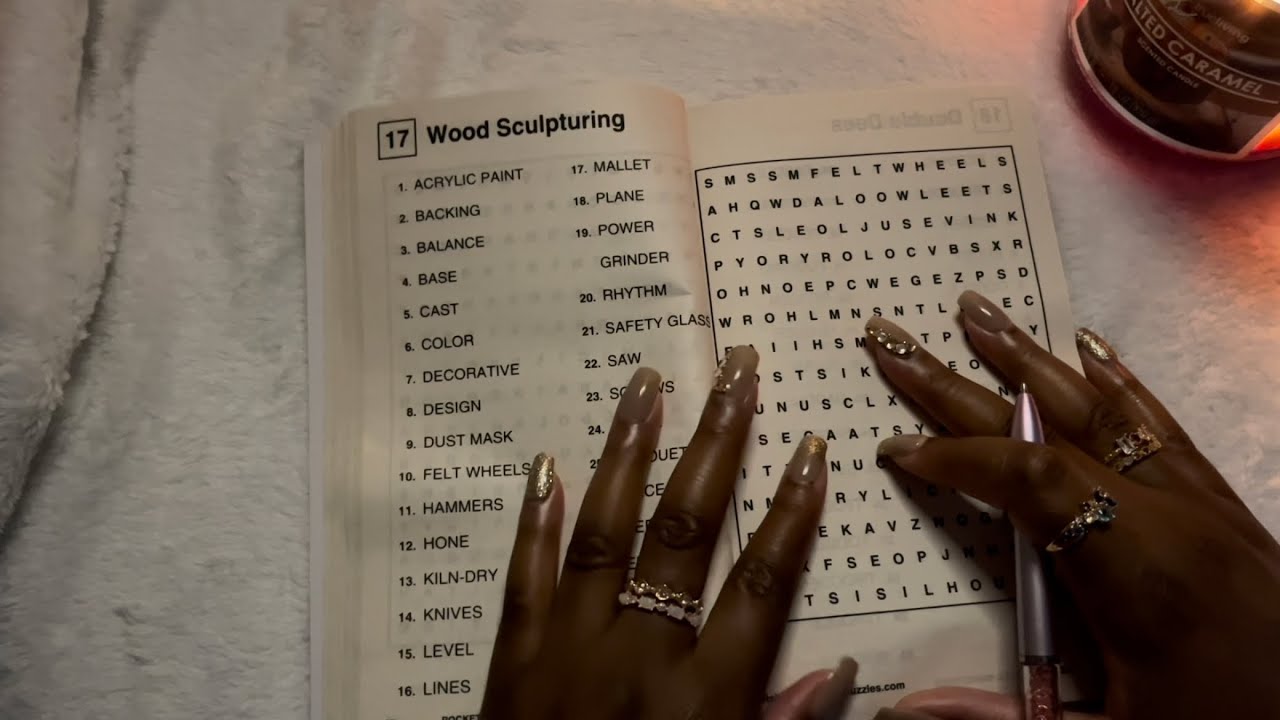 Asmr/ word search, word repetition & layered wood tapping - YouTube