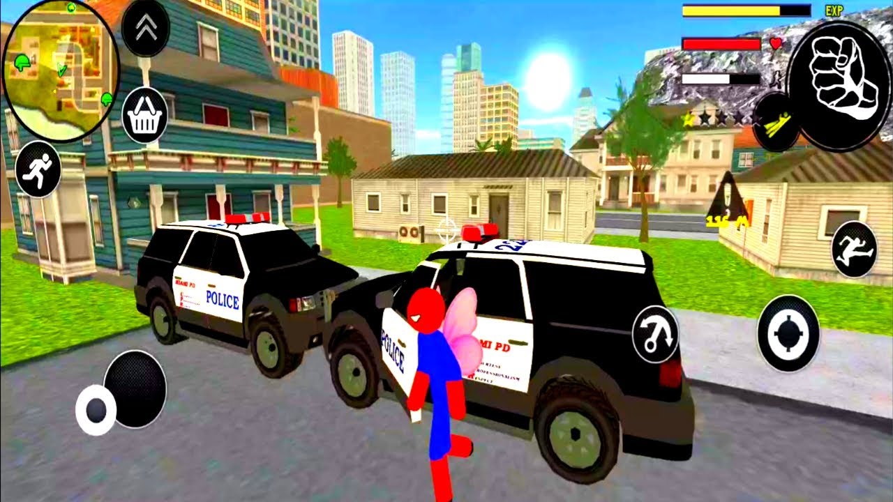 Police Car Adventure Marvel Epic Stickman Rope Hero Spider Game - YouTube