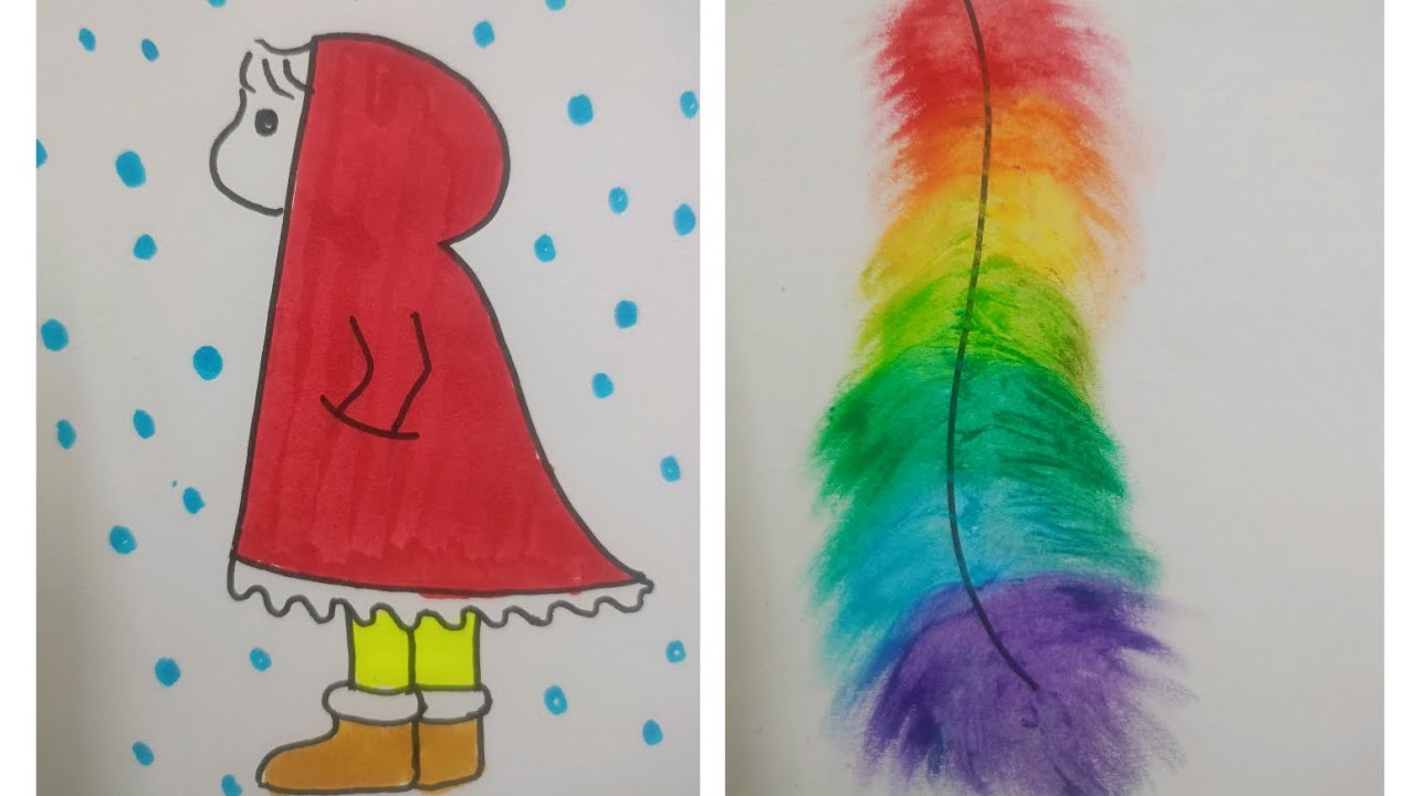 Easy drawing of girl//simplest way to draw feather//how to draw easy ...