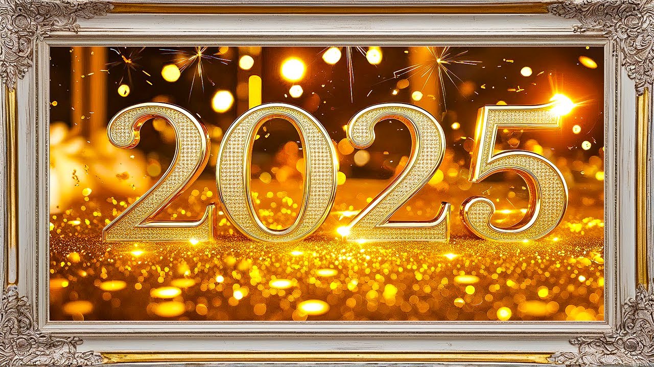 Happy New Year 2025 Background Music | Gold Framed Vintage With Music ...