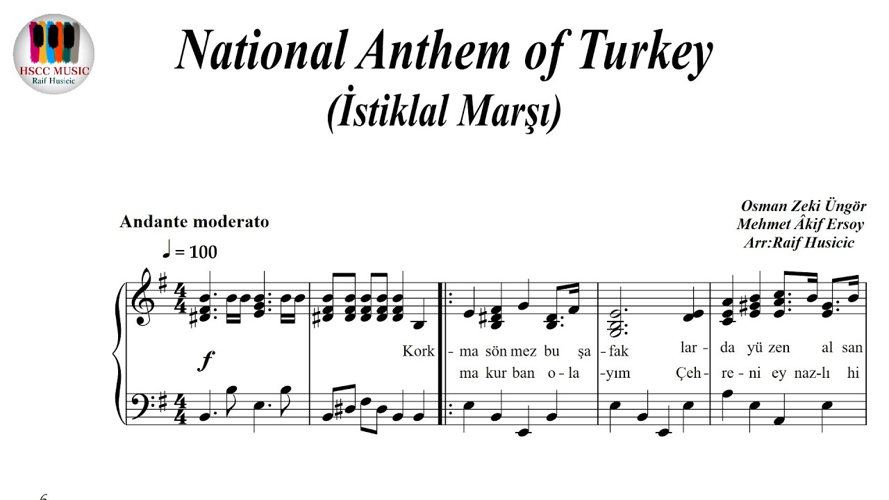 İstiklal Marşı, National Anthem of Turkey, Piyano notaları, Piyano ...