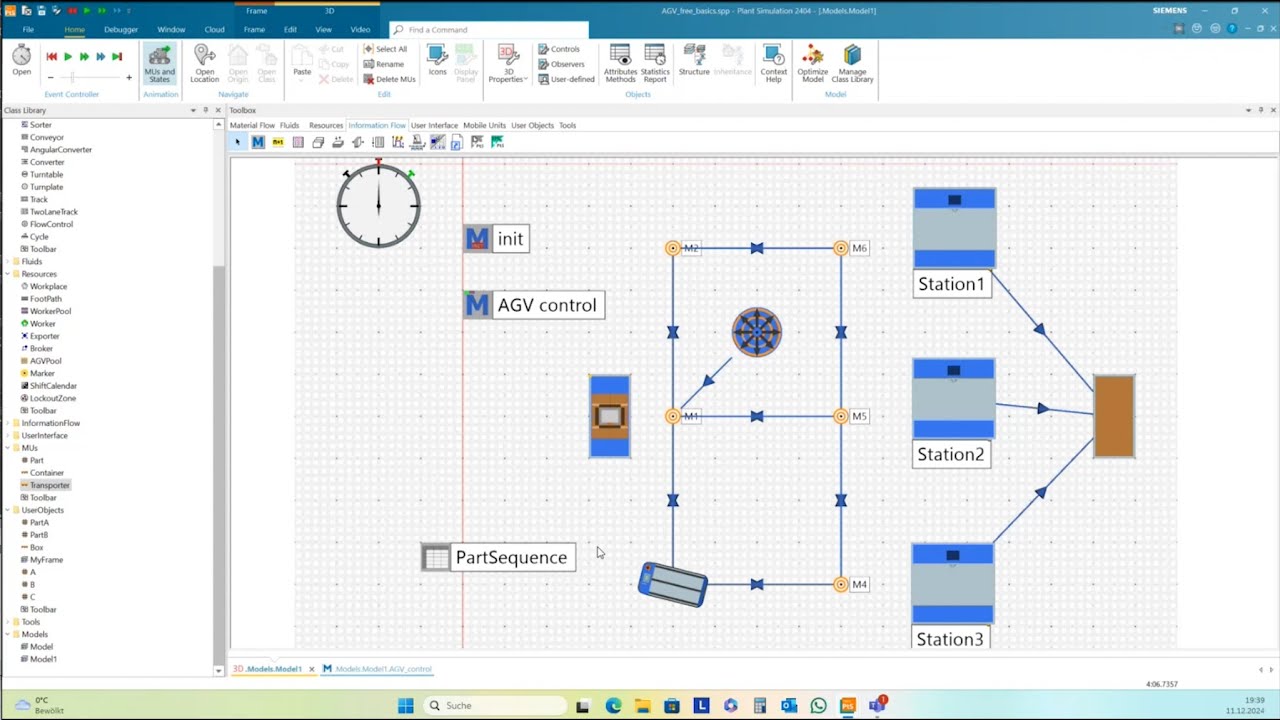 Tecnomatix Plant Simulation Tutorial: Free-driving AGV basics - YouTube