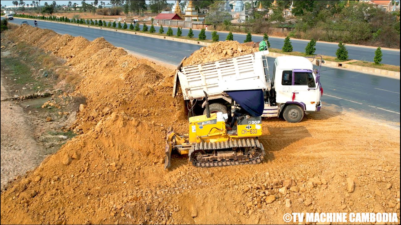 Perfectly Opening Project Filling Up Near Highway Road Using Mini Dozer ...