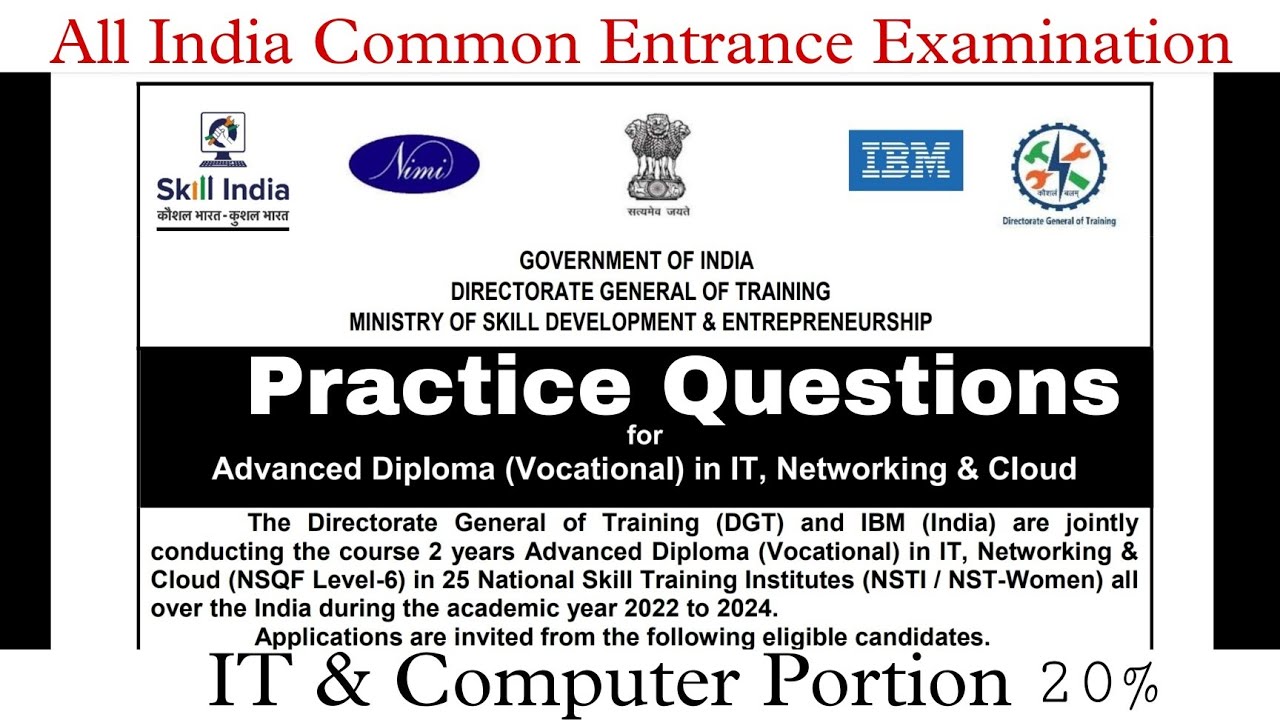 ADIT Entrance Exam 2022 | (IBM) DGT | Computer section (20%) | Sample ...