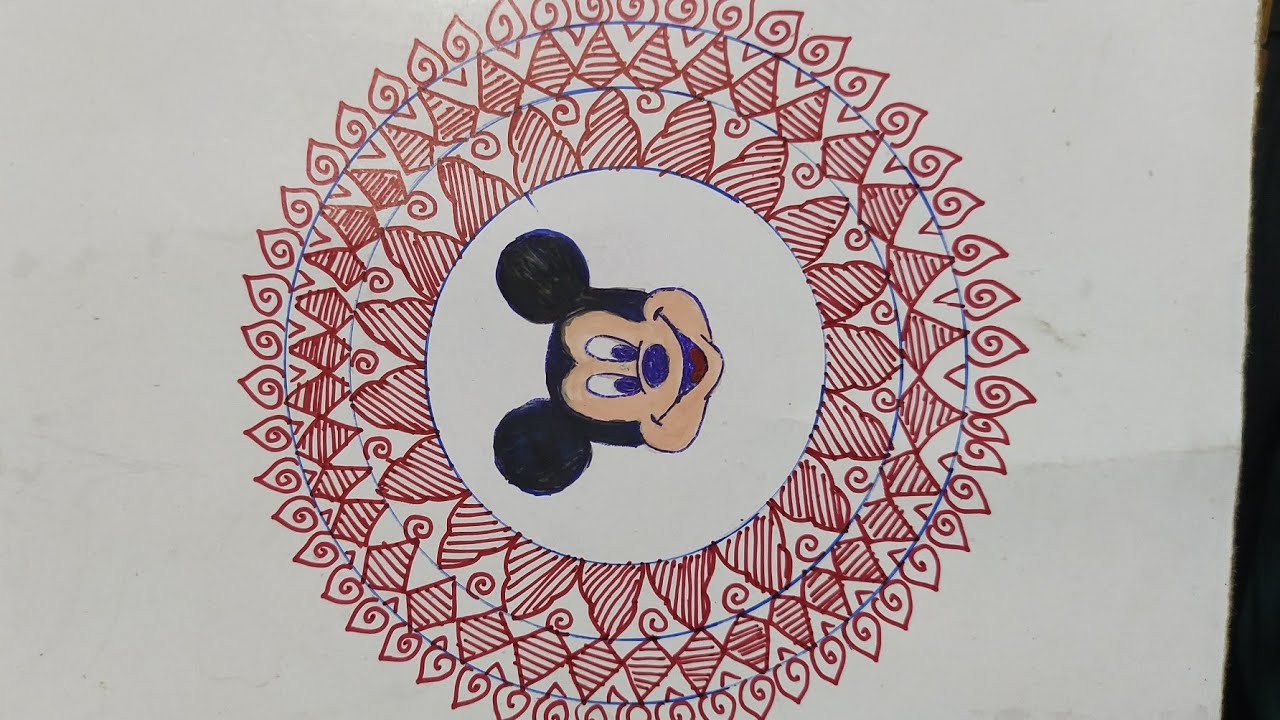Mickey Mouse Mandala Art 🐭| Cute & Easy Mandala Drawing for Beginners🤩 ...
