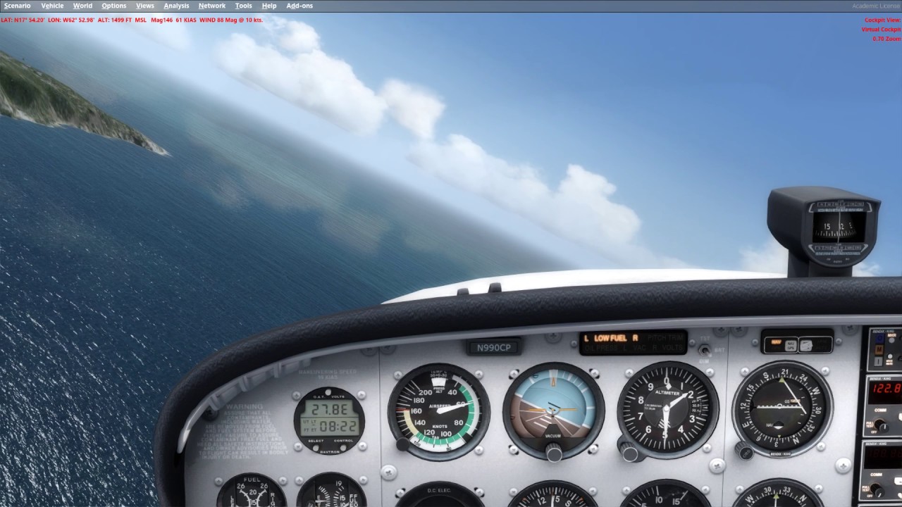 Prepar3D TFFJ App A2A Cessna 172 Cockpit View - YouTube
