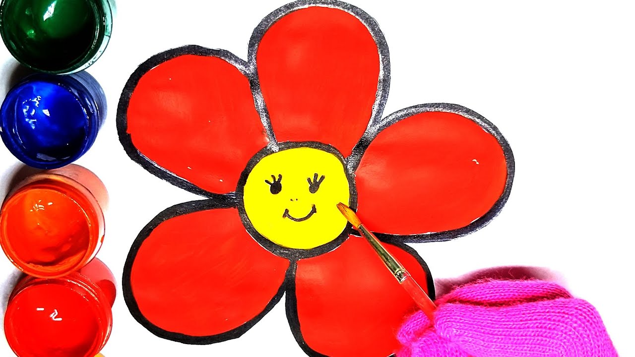 Flowers drawing Colour painting drawing Kids drawing Learn colors ...