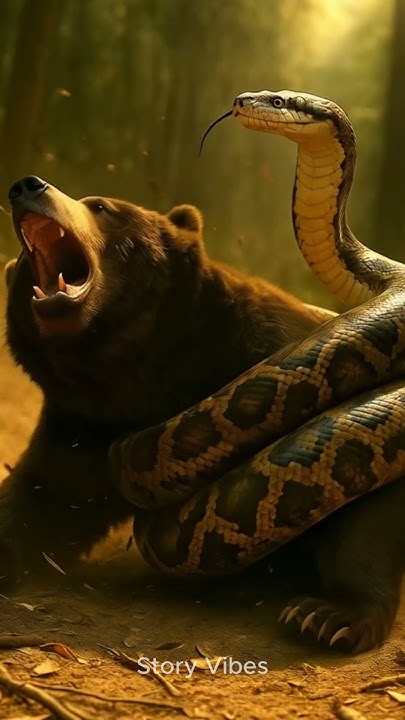 "Python Attacks Bear 🐍🐻😱 Rescue Team Saves It Just in Time!"#shorts # ...