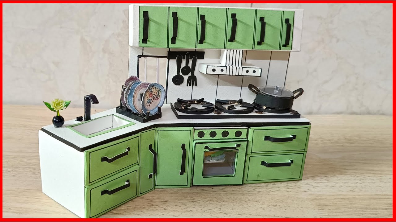 DIY | Miniature Carboard Carboard🔪 | Kitchen with Utensils | - YouTube