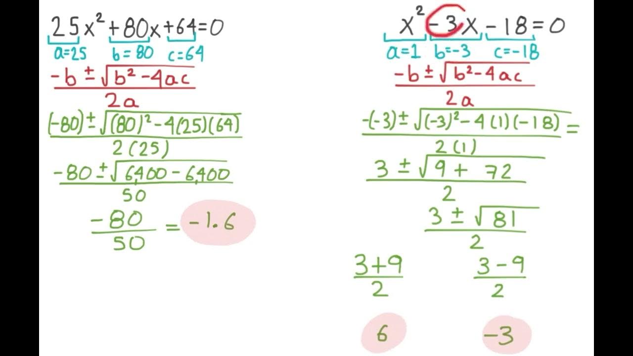 Fórmula general para ecuaciones cuadráticas - YouTube