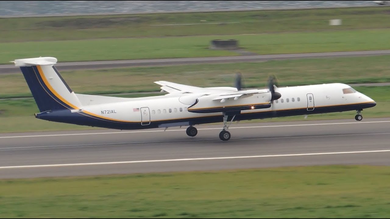 JPATS Bombardier DHC 8 Q400 [N721AL] takeoff from PDX - YouTube