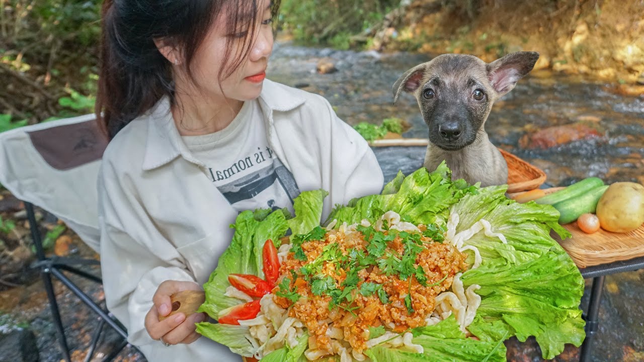 Forest Cooking Adventure With Puppy - Cooking Relaxing On The Stream ...