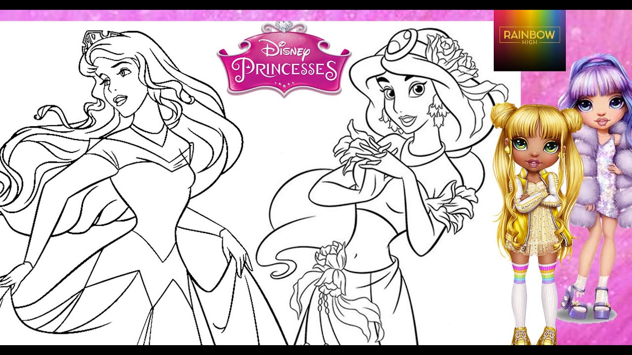 Disney Princess MAKEOVER Coloring Pages as RAINBOW HIGH Violet Willow ...
