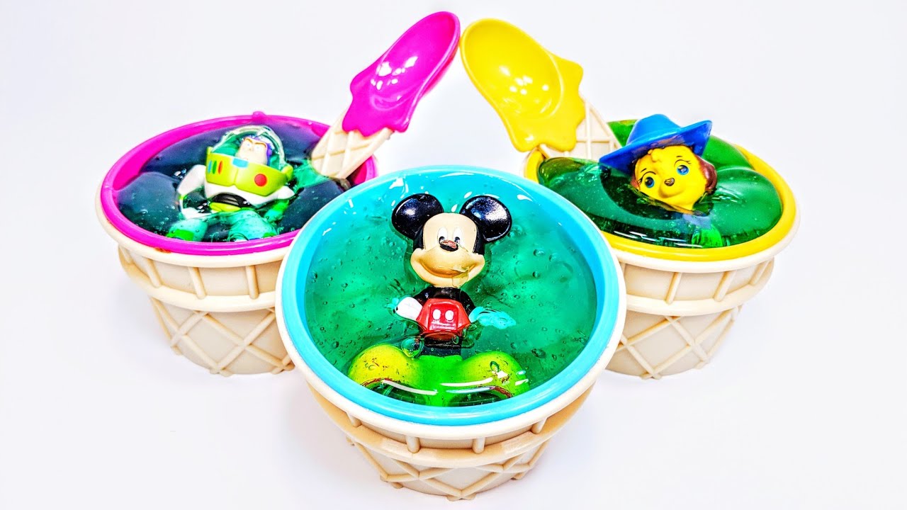 3 Color Slime in Ice Cream Cups | Surprise Toys Paw Patrol Mickey Mouse ...