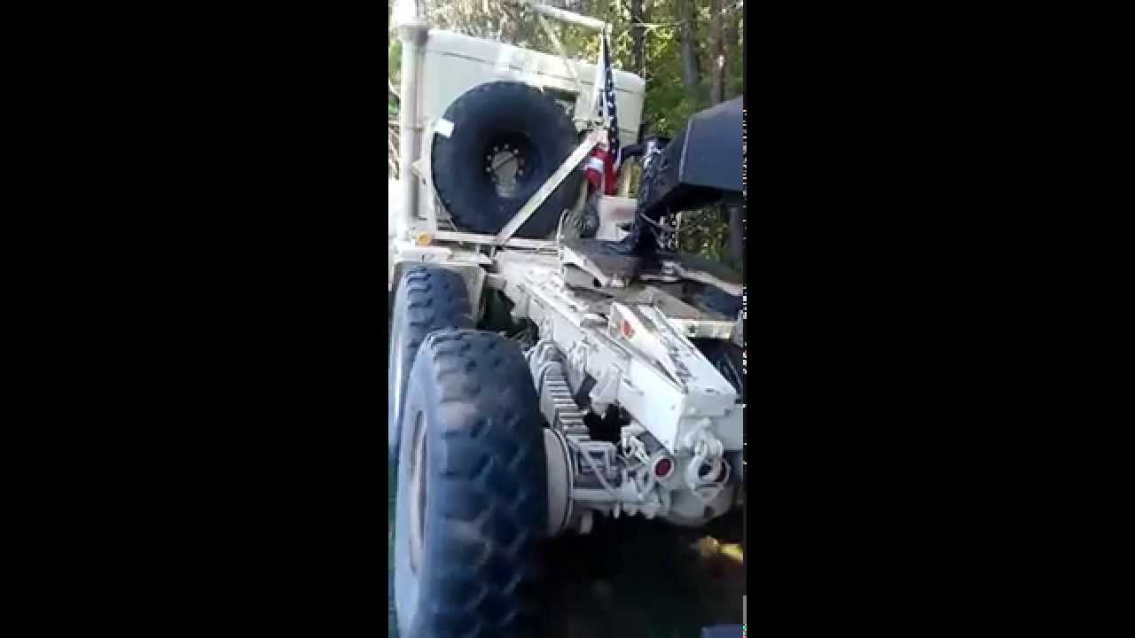M931A2 pulling the gooseneck trailer - YouTube