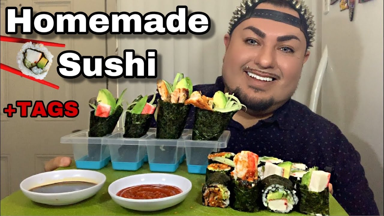 Homemade SUSHI + TAGS - YouTube