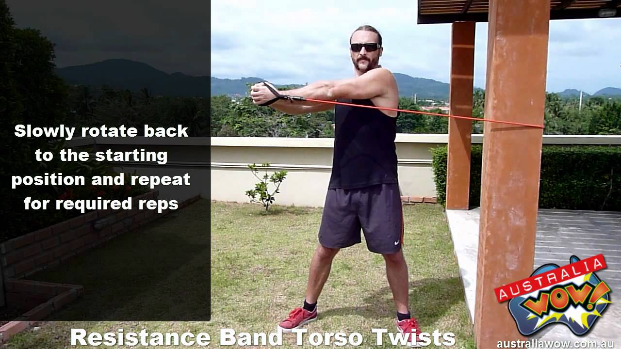 Resistance Band Torso Twists - YouTube