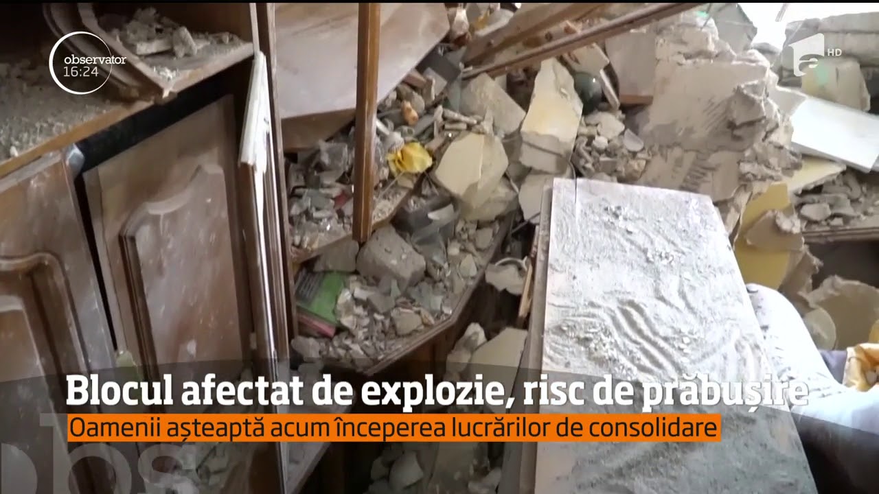 Blocul afectat de explozie din Botoşani, risc de prăbușire - YouTube