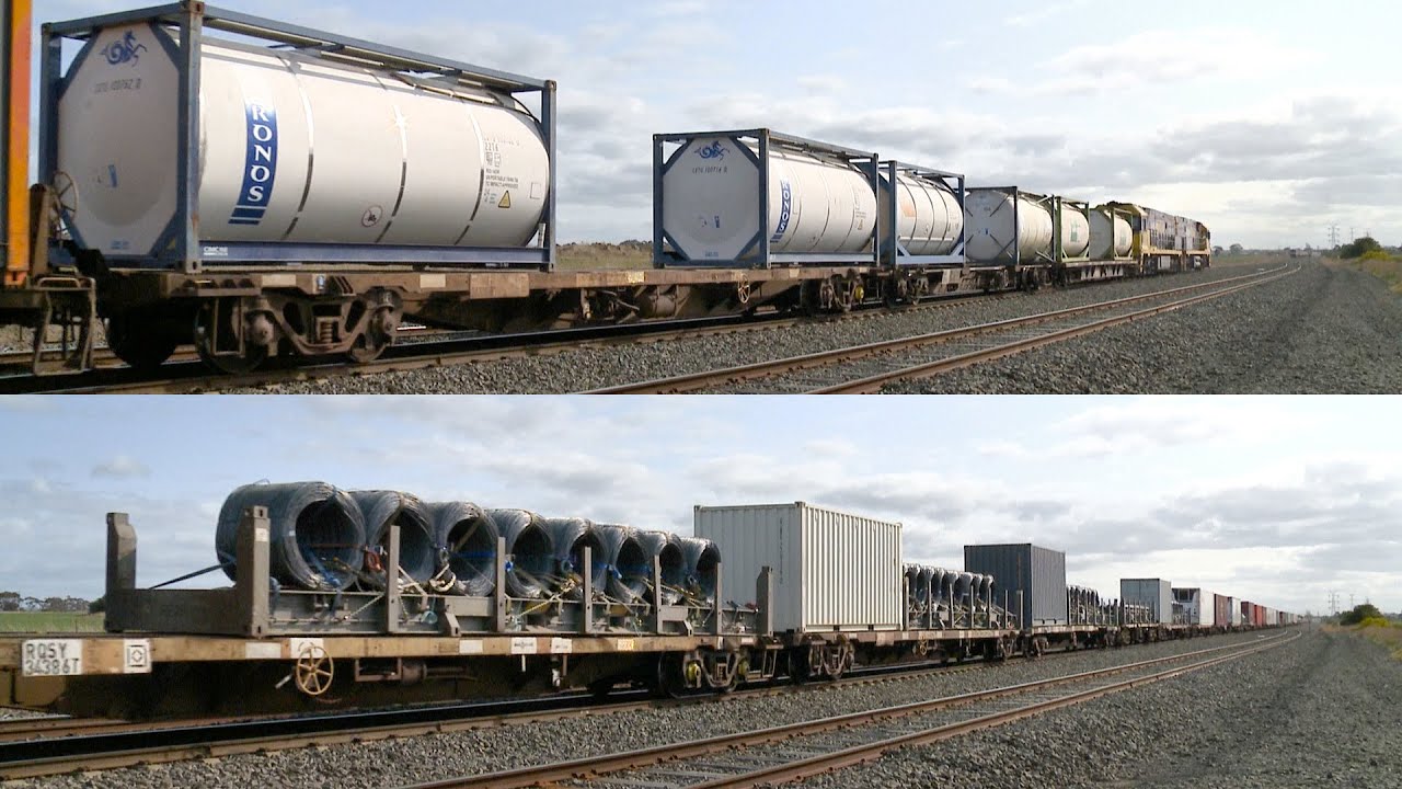 Pacific National 5MP2 Containers & Steel Wagon Freight Train At ...