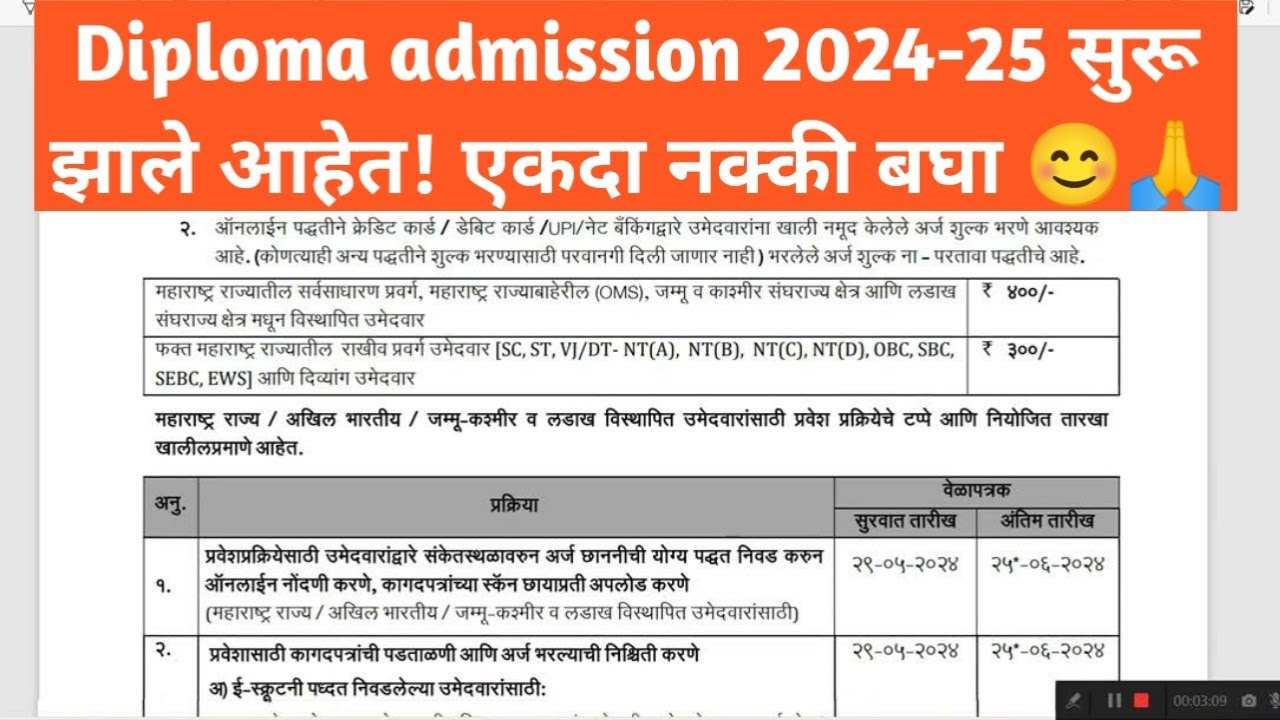 Diploma polytechnic admission process 2024-2025! diploma admission सुरू ...