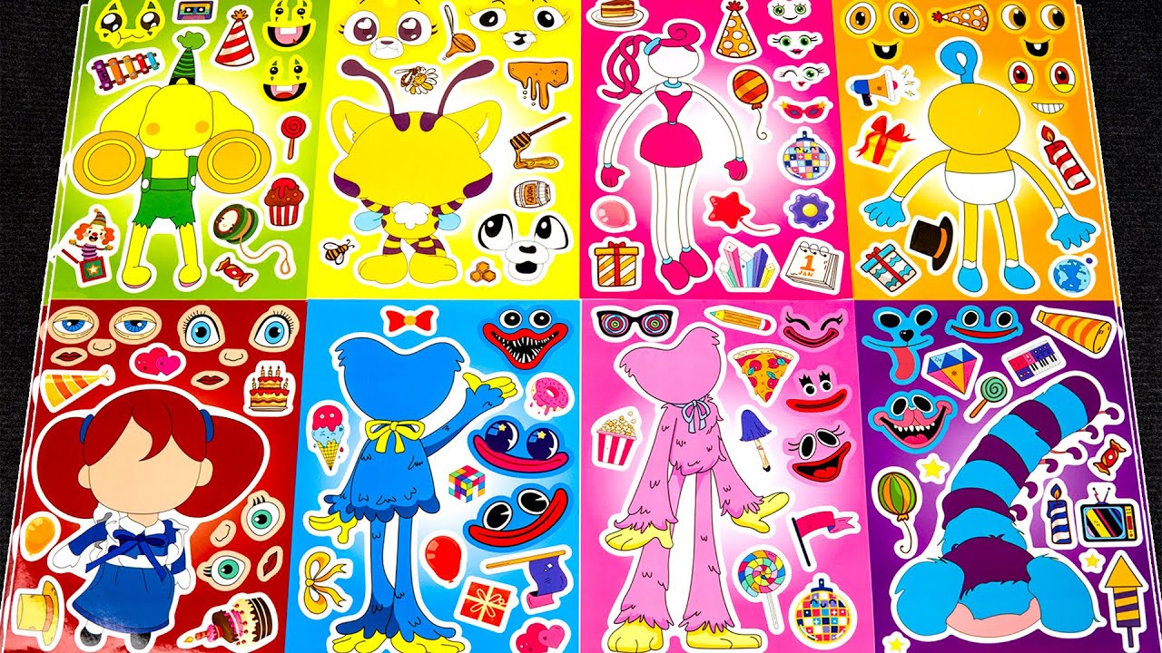 POPPY PLAYTIME STICKER BOOK MAKEOVER 🎃 | HUGGY WUGGY, KISSY MISSY ...