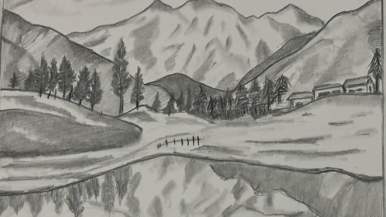Beautiful landscape (easy tutorial) #sketch - YouTube