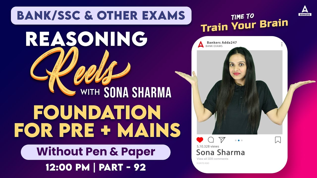 Reasoning Classes for Bank, SSC & Other Exams | Reasoning REELS with Sona Sharma | #92 - YouTube