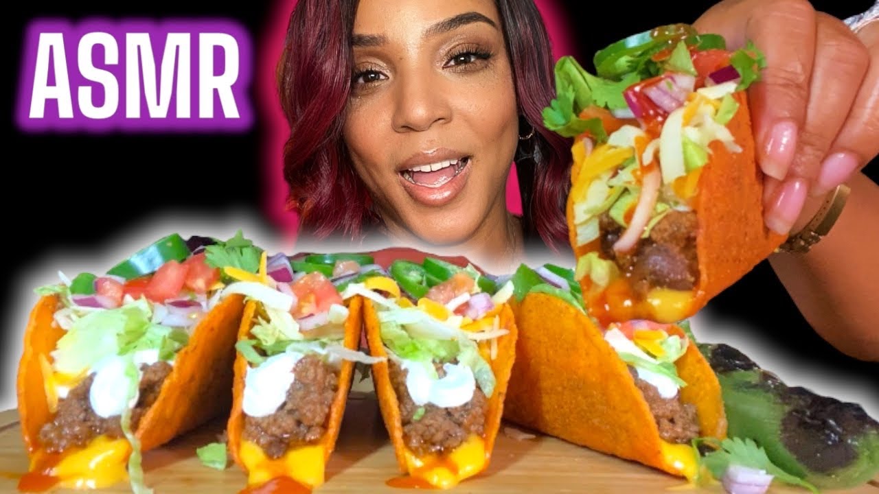 ASMR MUKBANG | Crunchy Nacho Cheesy Tacos | Nene’s Eats ASMR | Eating Show - YouTube