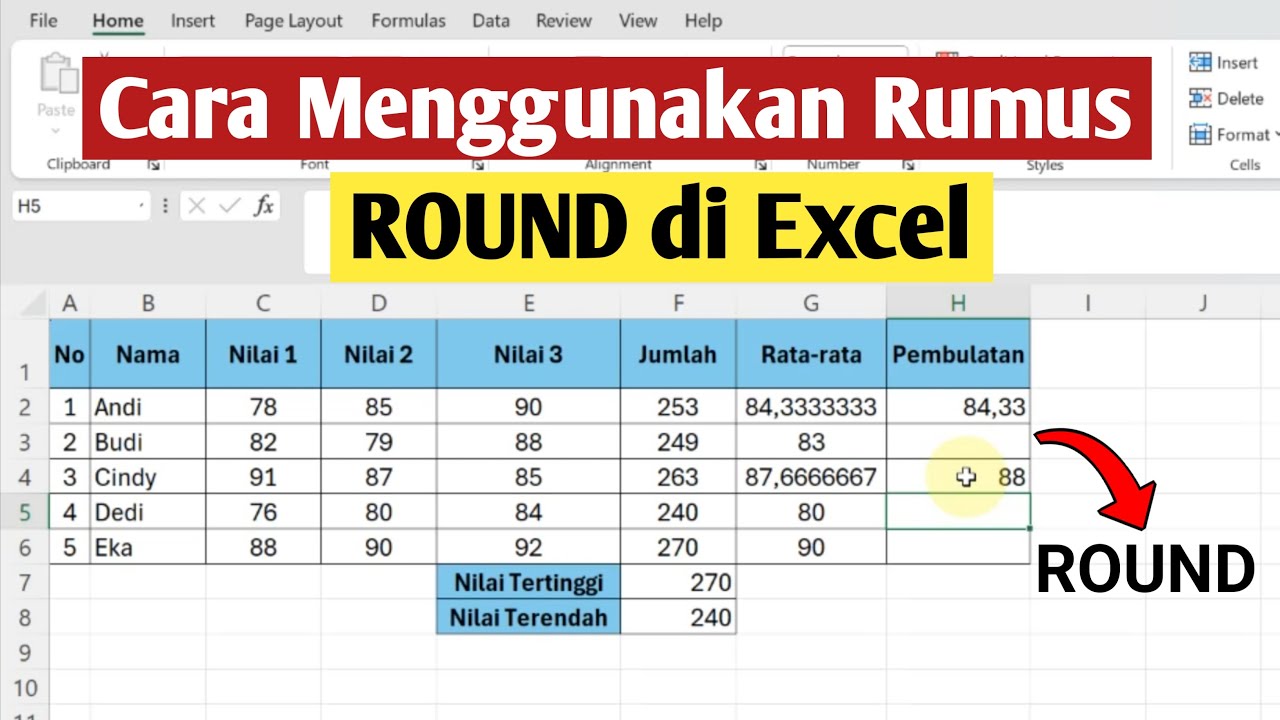 Cara Menggunakan Rumus ROUND di Excel - YouTube